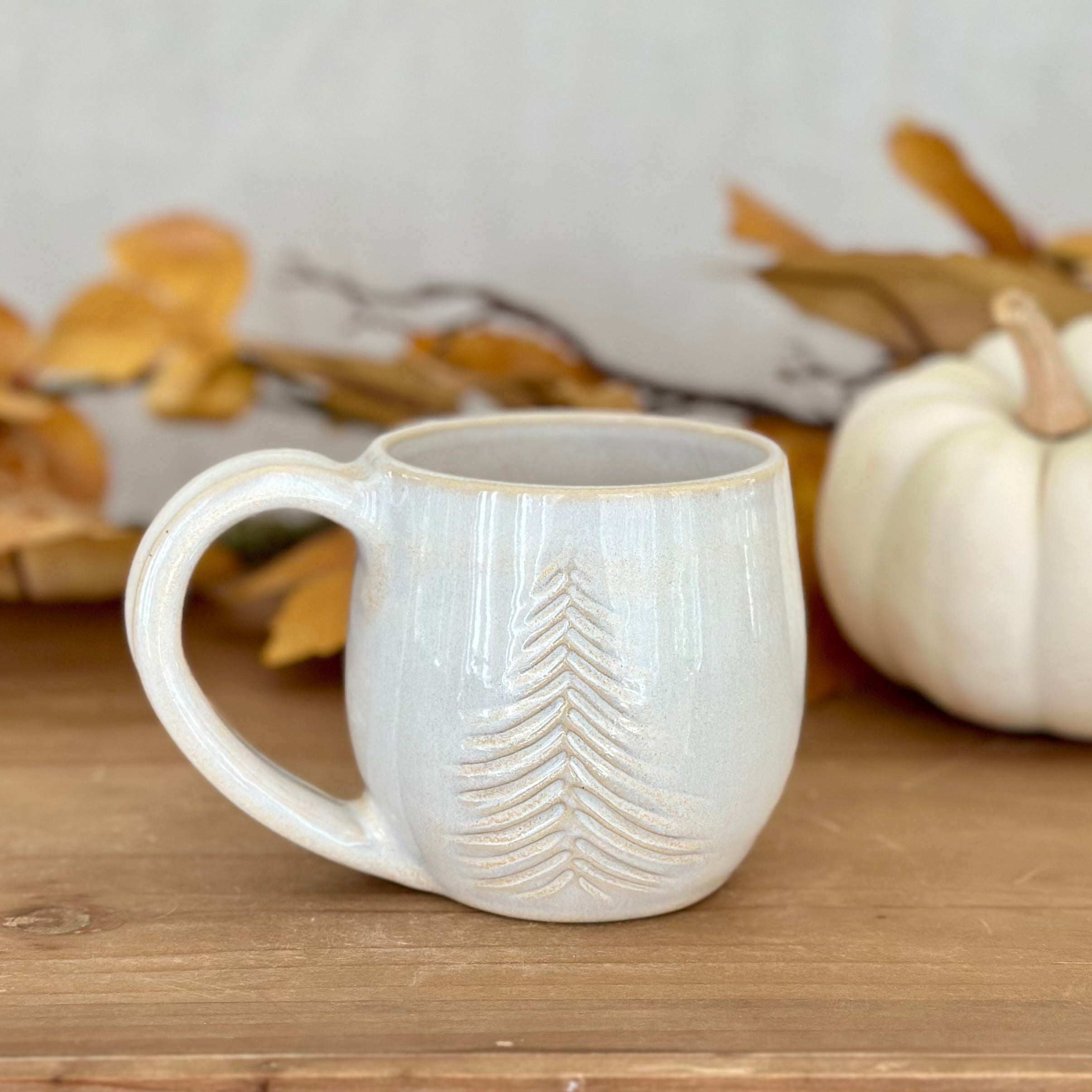 Mug: Carved Tree, 10 oz. (Cappuccino) – Heart and Hand Ceramics